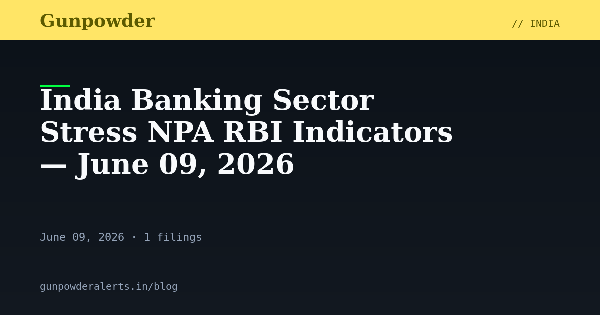 India Banking Sector Stress NPA RBI Indicators — June 09, 2026