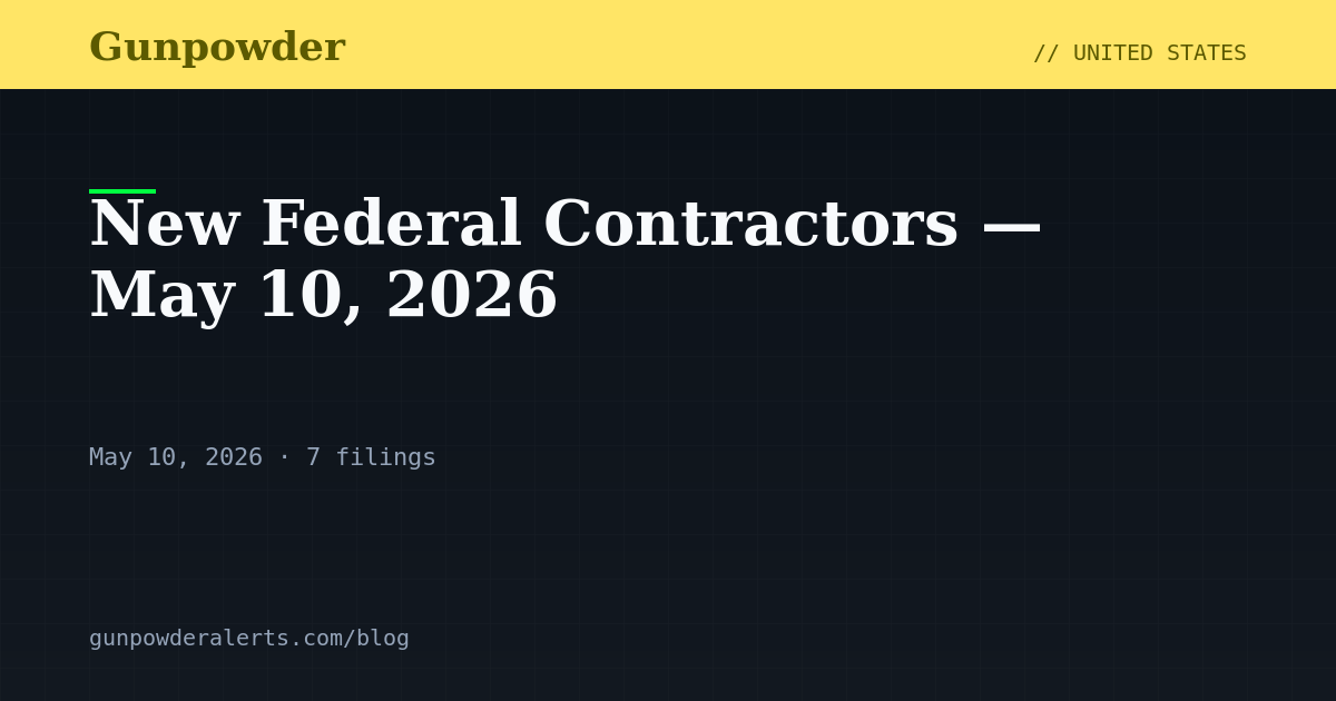 New Federal Contractors — May 10, 2026