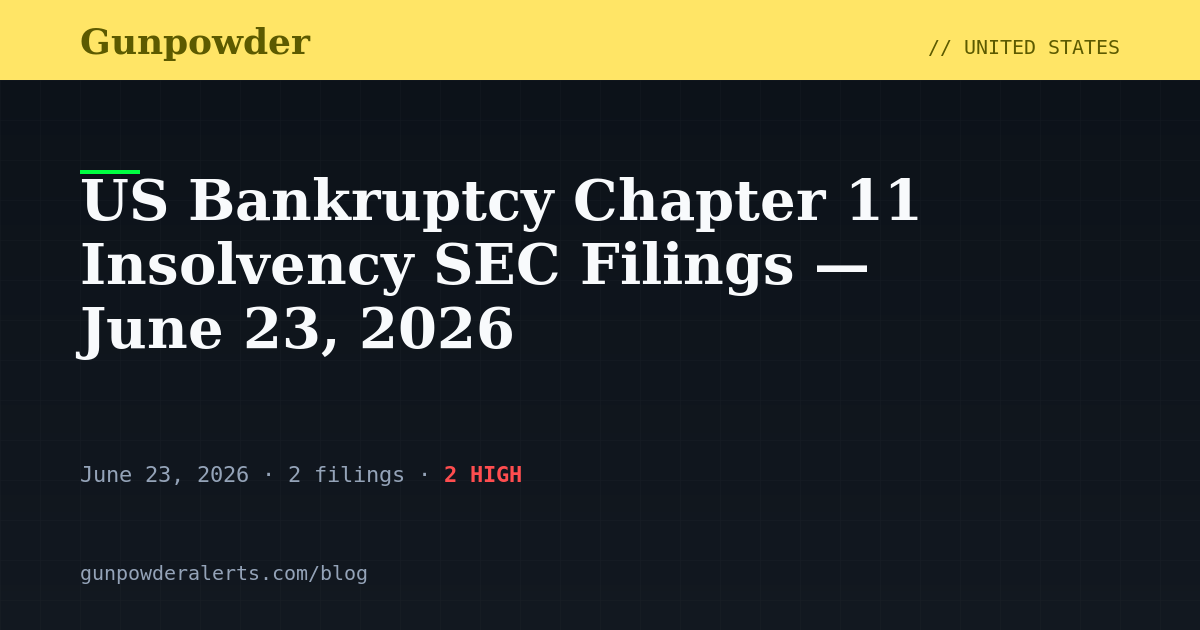 US Bankruptcy Chapter 11 Insolvency SEC Filings — June 23, 2026